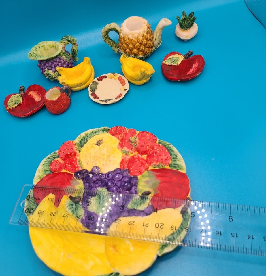 1996 Popular Imports Resin Miniature 10 Piece Fruit Tea Set Pineapple ...