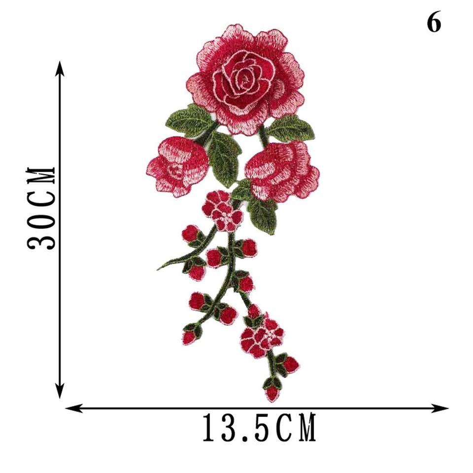 Rose Flower Patch Iron Sew On Embroidered Badge Clothes Embroidery ...