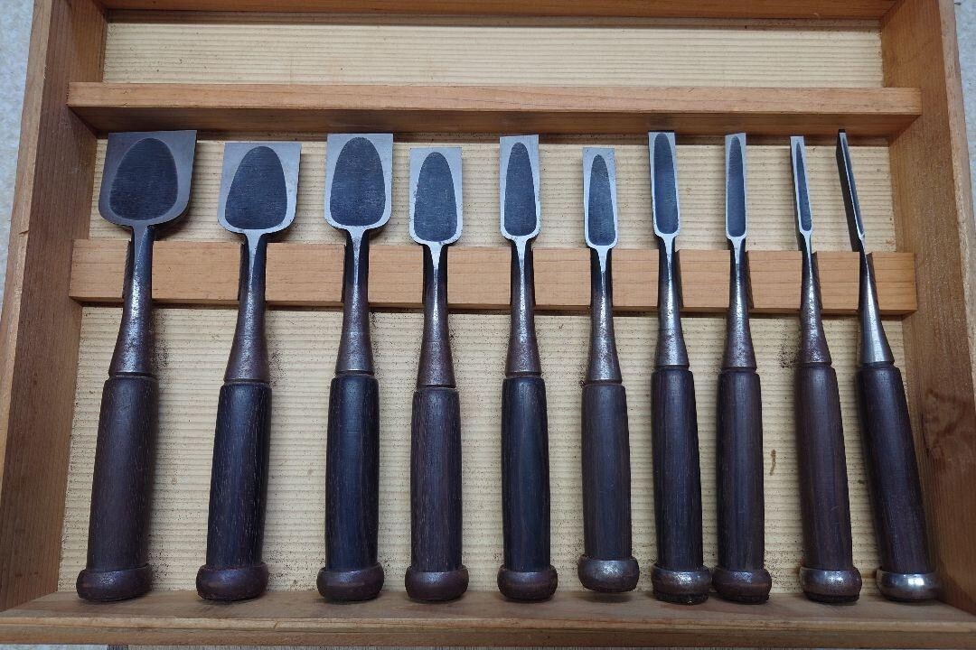 Hidari Ichihiro Oire Nomi Japanese Bench Chisels Yamasaki Shozo W/ Box ...