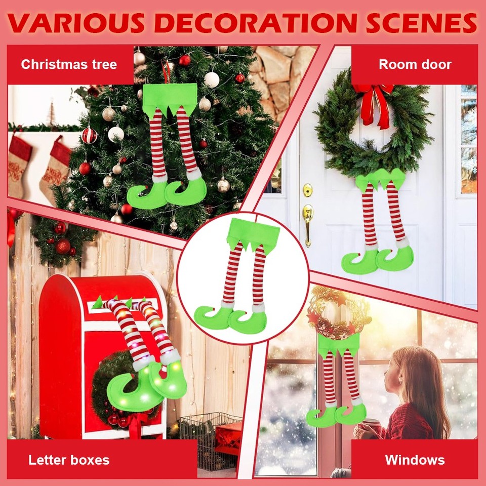 Christmas Elf Legs Car Trunk Hanging Decoration with LED Lights Party ...