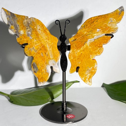 138g Bumblebee Jade Hand Carved Butterfly Wings+Bracket | eBay