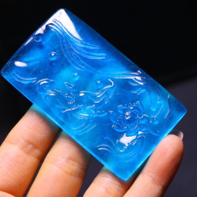 Perfect High Ice Chinese blue Jade Precision Carved Enlightenment ...