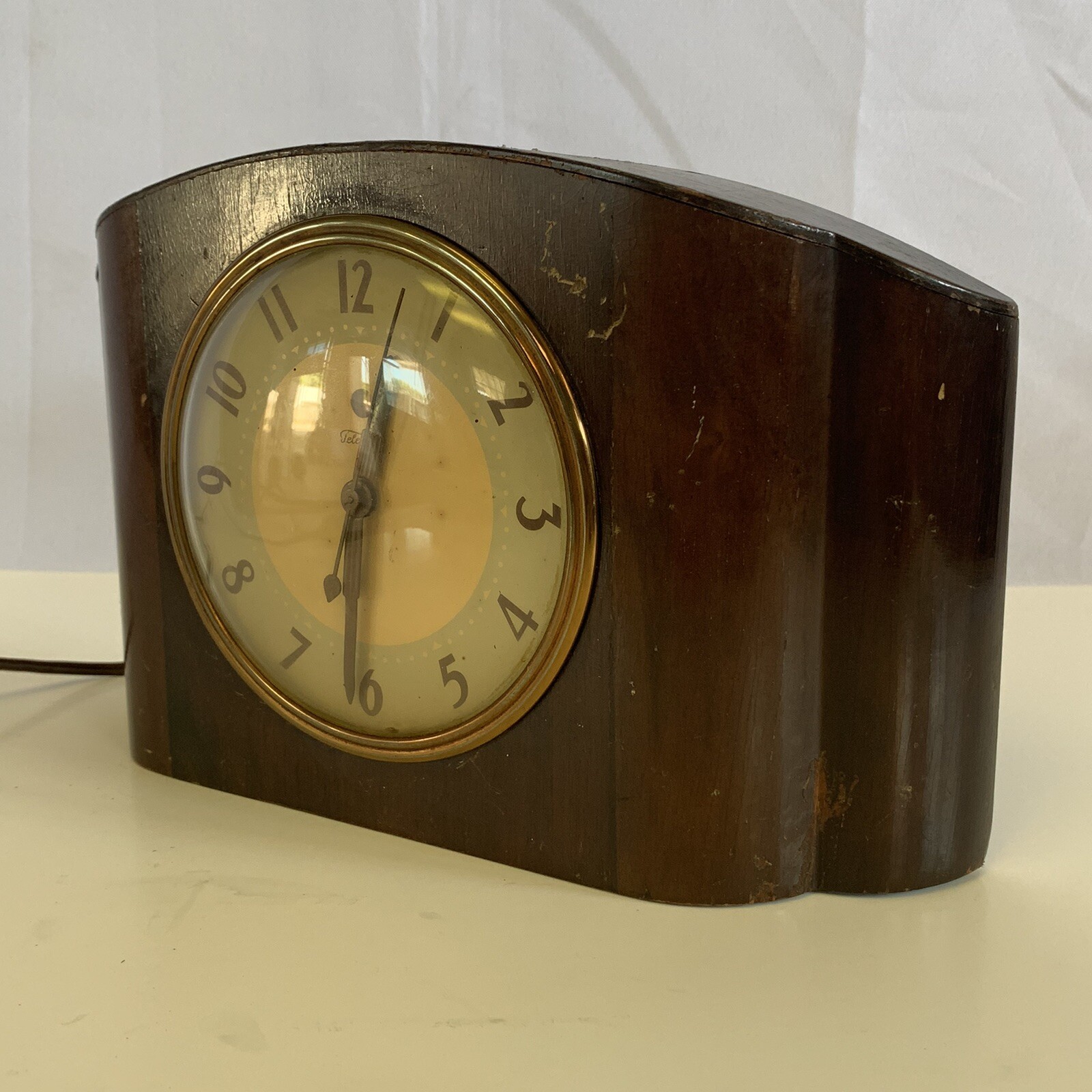 Vintage Warren Telechron Electric Wood Mantel Clock Model 4H87 Art Deco ...
