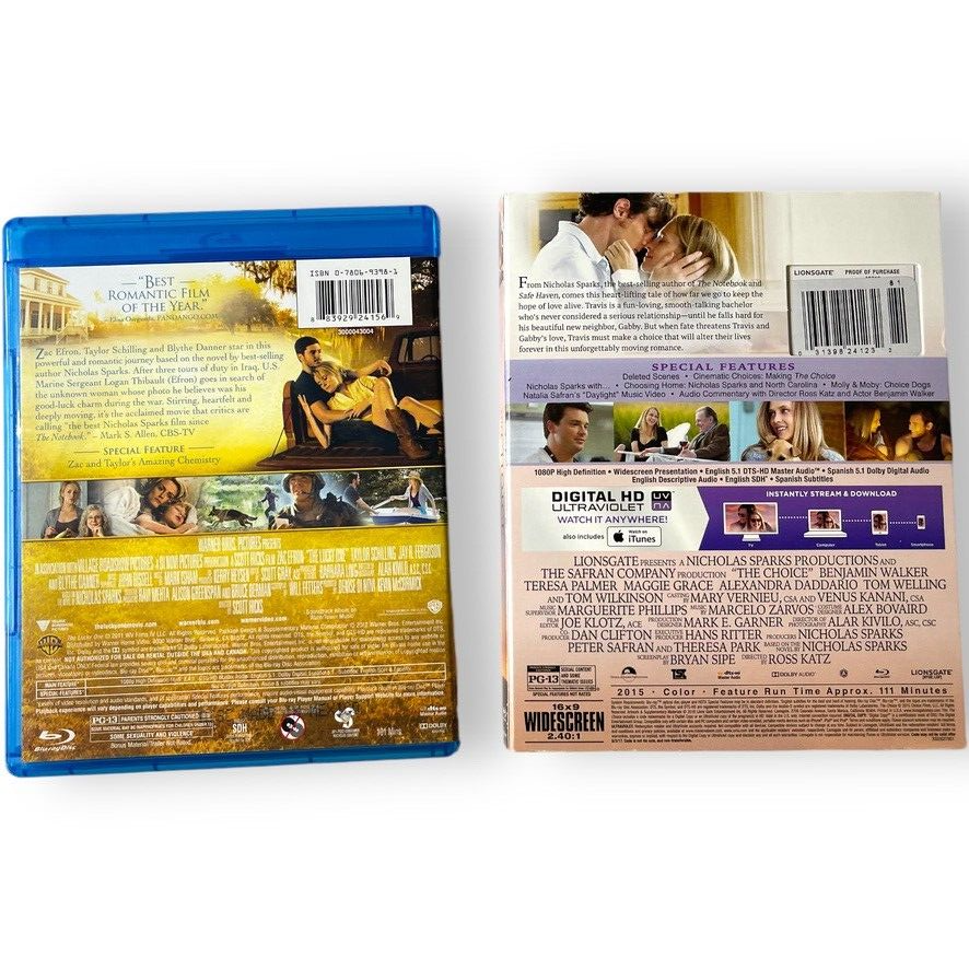 The Choice/The Lucky One Blu-ray/DVD Lot of 2 Zac Efron-Benjamin Walker ...