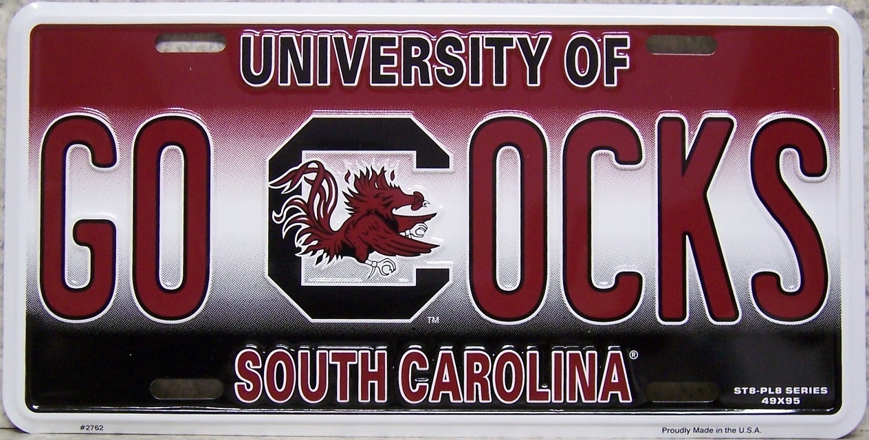 NCAA Aluminum License Plate South Carolina Gamecocks NEW GO COCKS Made ...