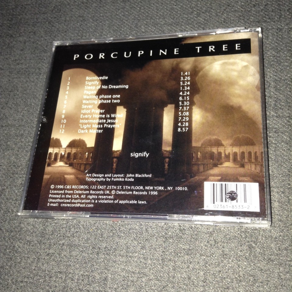 Porcupine Tree - Signify CD (Prog/Rock/Electronic) 1996 C&S RECORDS US ...