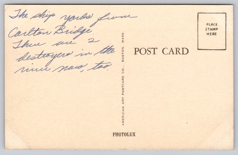 Postcard: US Destroyer, Bath Iron Works, Bath, Maine - 1940s, American ...