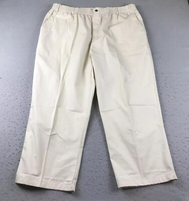 Casual Joe Pants Mens 46 Ivory Stretch Elastic Waist Straight Leg Pull ...