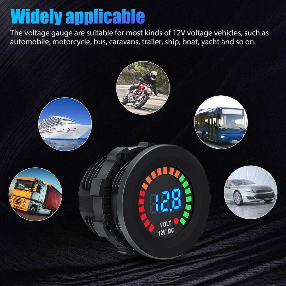 12V LED Digital Voltmeter Voltage Meter Battery Gauge Car Boat Marine ...