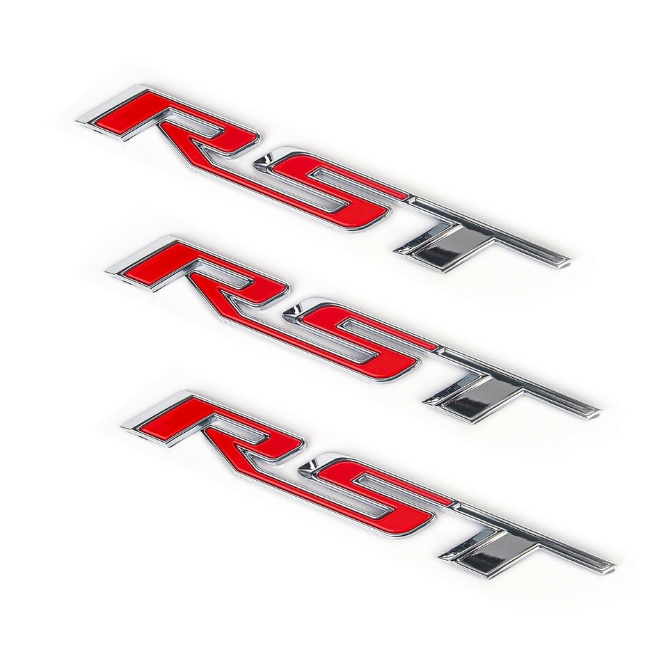 3Pcs RST Tailgate Emblem OEM GM Chevrolet Silverado Tahoe Yukon SUV Red ...