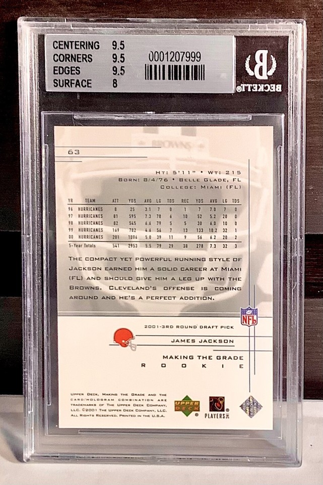 2001 Upper Deck Graded - JAMES JACKSON ROOKIE CARD /750 - BGS 9 - 9.5 ...