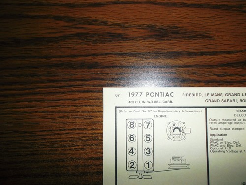 1977 Pontiac & Firebird EIGHT Series Models (Code K 403 CI V8 4BBL Tune ...