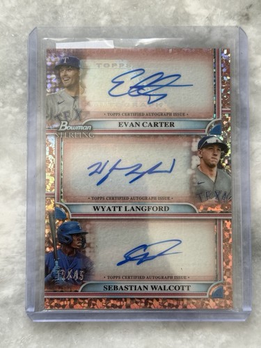 2024 BOWMAN STERLING AUTO EVAN CARTER/WYATT LANGFORD/WALCOTT /15 ...