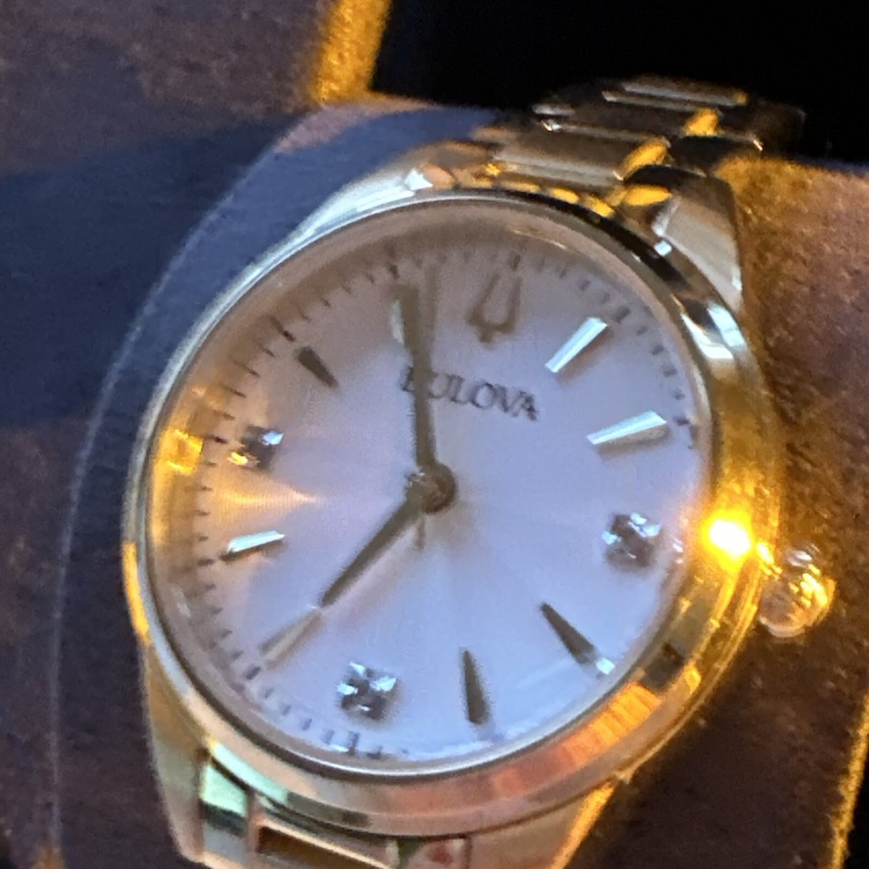 Bulova Sutton Women's Quartz Diamond Accent Markers Gold Watch 28mm ...