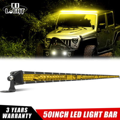 50'' inch Yellow LED Light Bar Slim Spot Flood For Jeep Offroad 4X4 ...