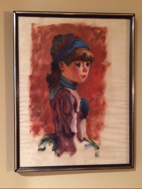 Philippe ALFIERI Clown Girl Painting Listed Artist Signed Framed | eBay