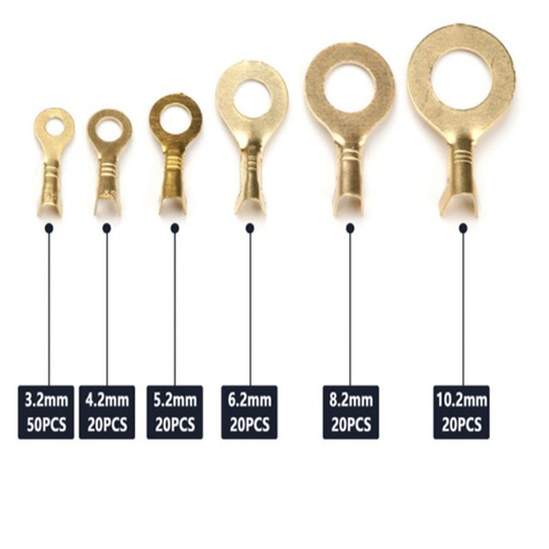 150Pcs Insulated Brass Crimp Ring Spade Electrical Set Terminals Wire ...