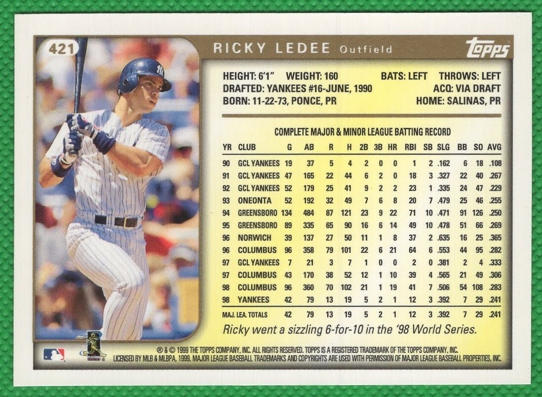 1999 Topps - #421 Ricky Ledee for sale online | eBay