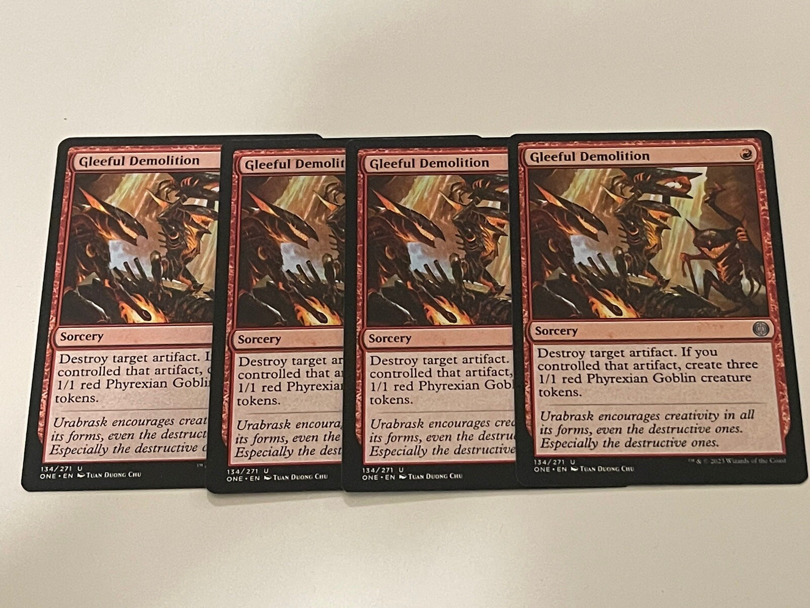 4 x Gleeful Demolition • PLAYSET • NM/M • Phyrexia: All Will Be One ...
