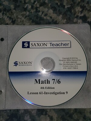 Saxon Teacher Math 7/6 Homeschool 4th Ed*Lesson 61-Investigation9 ...