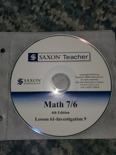 Saxon Teacher Math 7/6 Homeschool 4th Ed*Lesson 61-Investigation9 ...