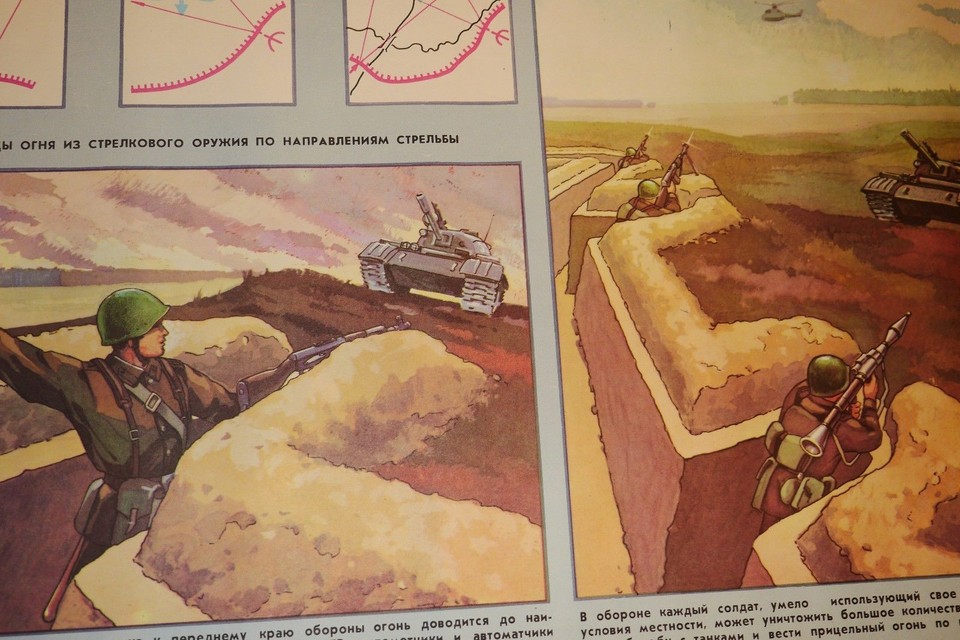 Authentic Soviet USSR Cold War Poster Defense Tactics Grenade, AKM, RPG ...