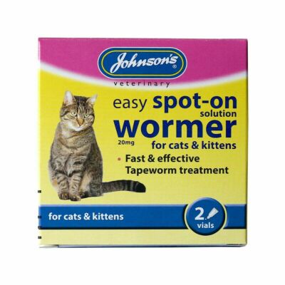 JOHNSON'S EASY SPOT ON CAT WORMER - TAPEWORM TREATMENT - 2 x PIPETTE ...