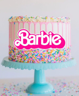 1 x BARBIE LOGO Cake Topper Edible Wafer Paper Birthday Party Kids ...