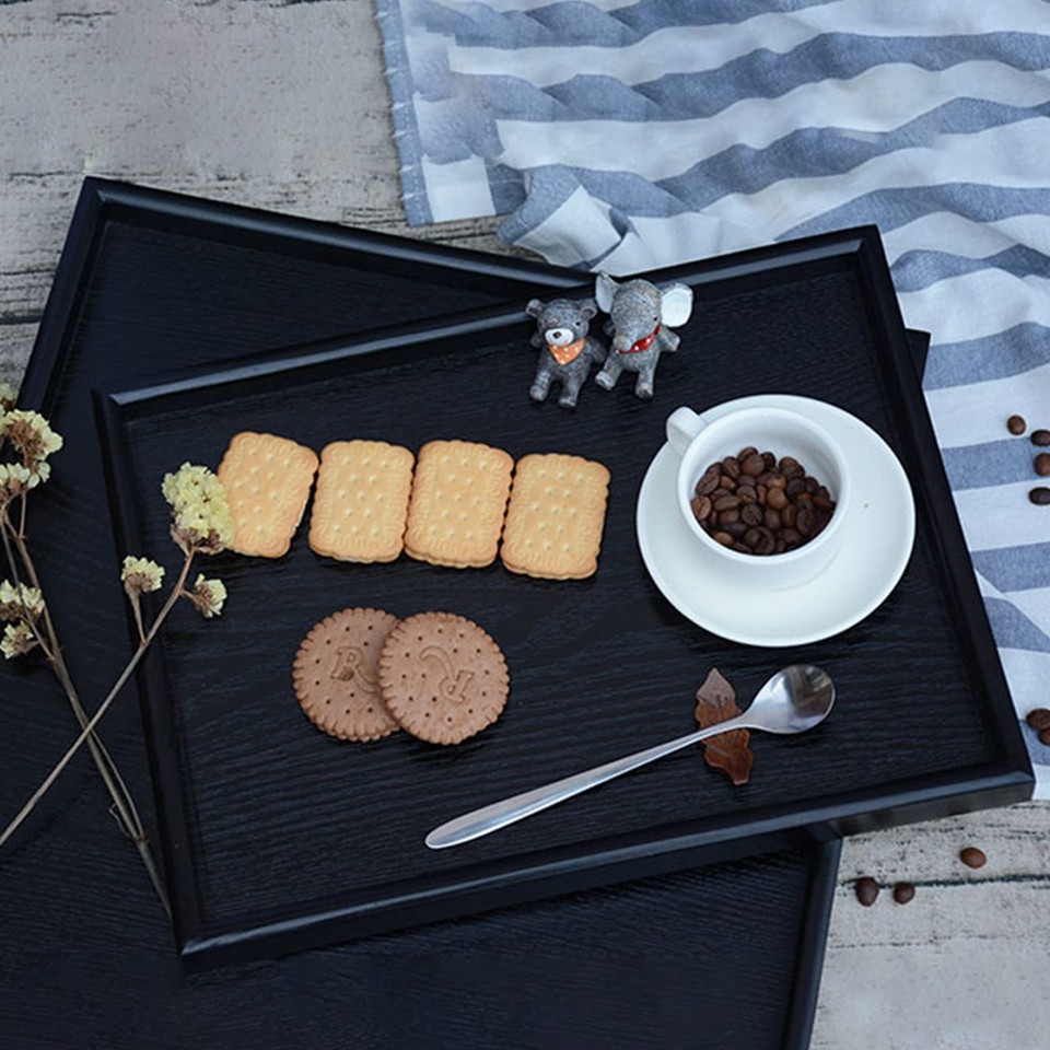 22 x 18 Inches Extra Large Solid Wood Serving Tray for Tea Coffee Table ...
