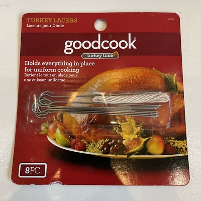 Goodcook 8-Count Stainless Steel Poultry Turkey Lacer with Lacing Twine ...