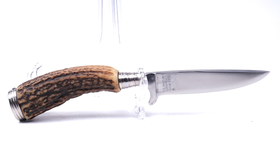 VTG OLD GERMAN KUNO RITTER SOLINGEN ENGRAVED STAG HORN HUNTING KNIFE W ...