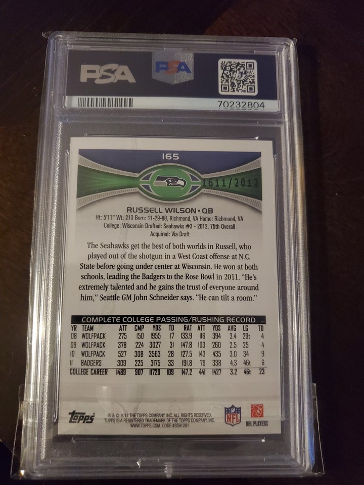 2012 Topps Gold #165 Russell Wilson /2012 Stands Visible RC PSA 8 | eBay