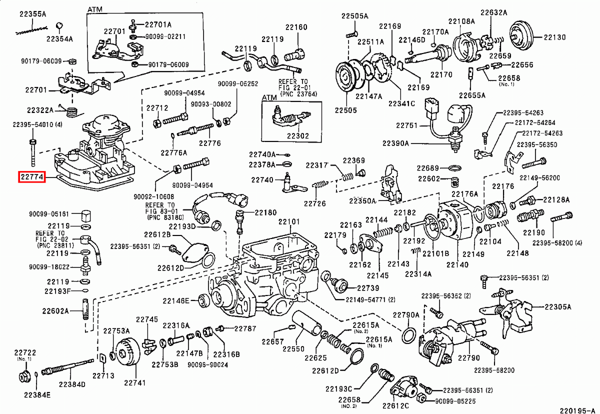 Genuine Camry CV43 Corolla CE100 2.2 2.0 Injector Pump Upper Cover ...