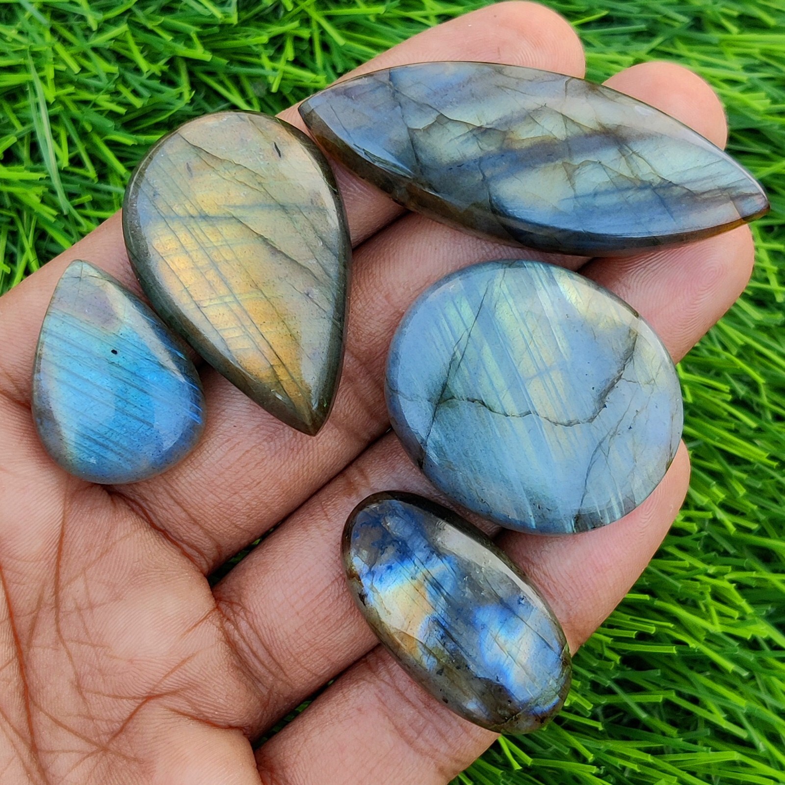 5 Pcs Natural Multi Labradorite Cabochon Loose Gemstone Wholesale Lot ...
