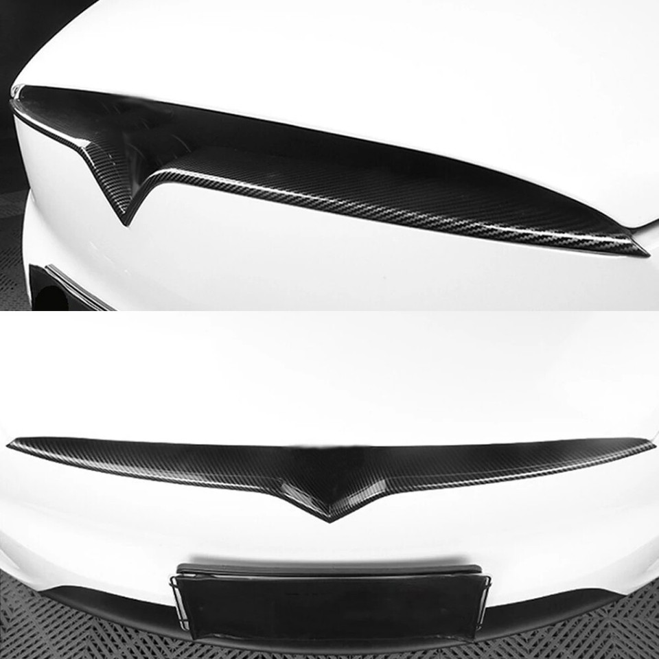 For Tesla Model S 16-21 Front Bumper Grille Grill Cover Strip Lip ...