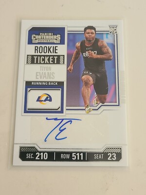 Tiyon Evans 2023 Contenders Auto Autograph RC Los Angeles Rams #261 | eBay
