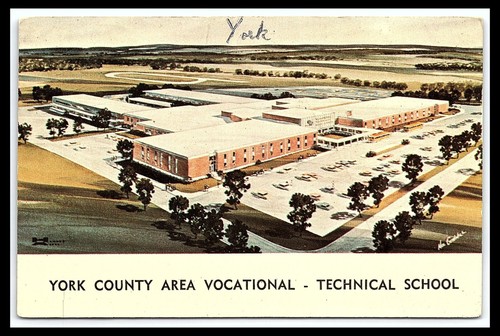 York County PA Vocational Technical School Postcard Adjacent to Queen ...