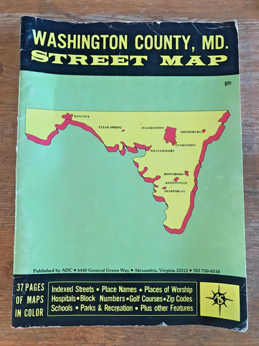 Washington County Maryland Street Map Book ADC MD Atlas 1987 Road Maps ...
