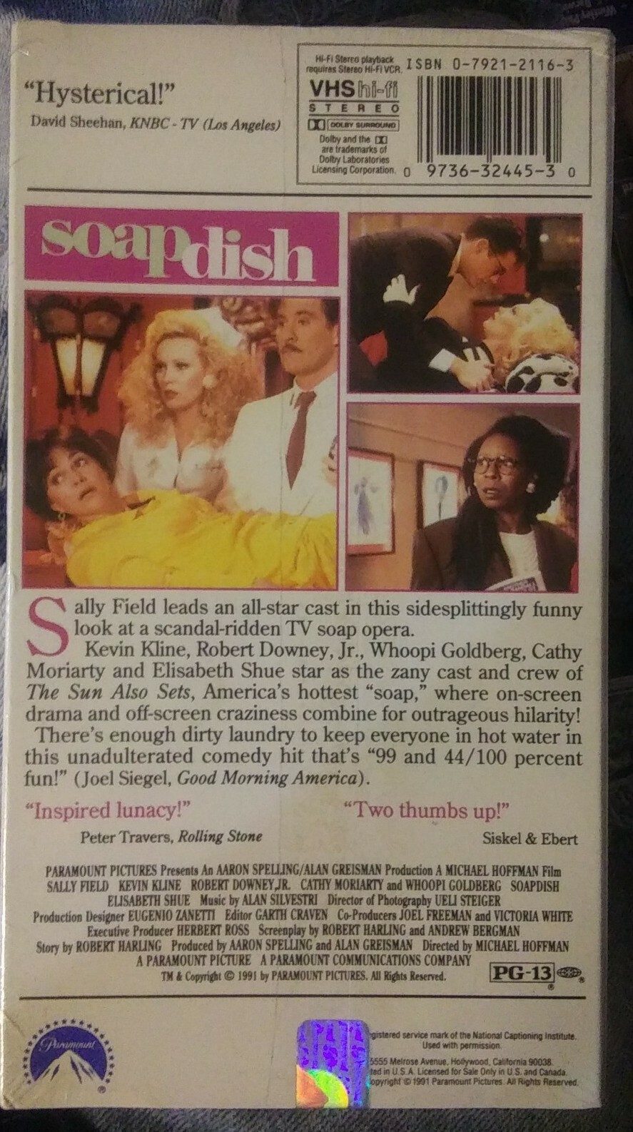 Soapdish (VHS, 1991) Sally Field Robert Downey Jr. Whoopi Goldberg ...