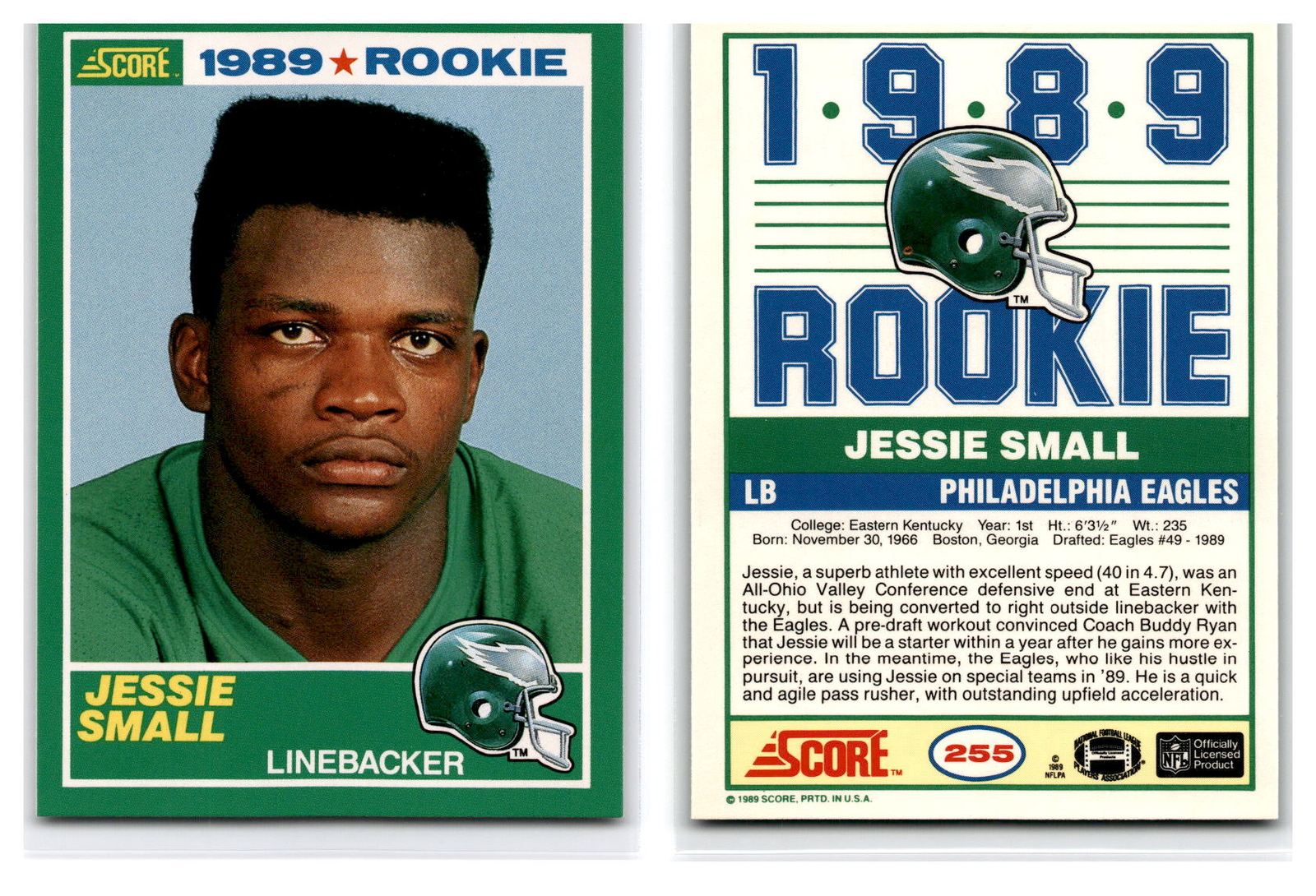 1989 Score Football #255 Jessie Small - Philadelphia Eagles RC | eBay
