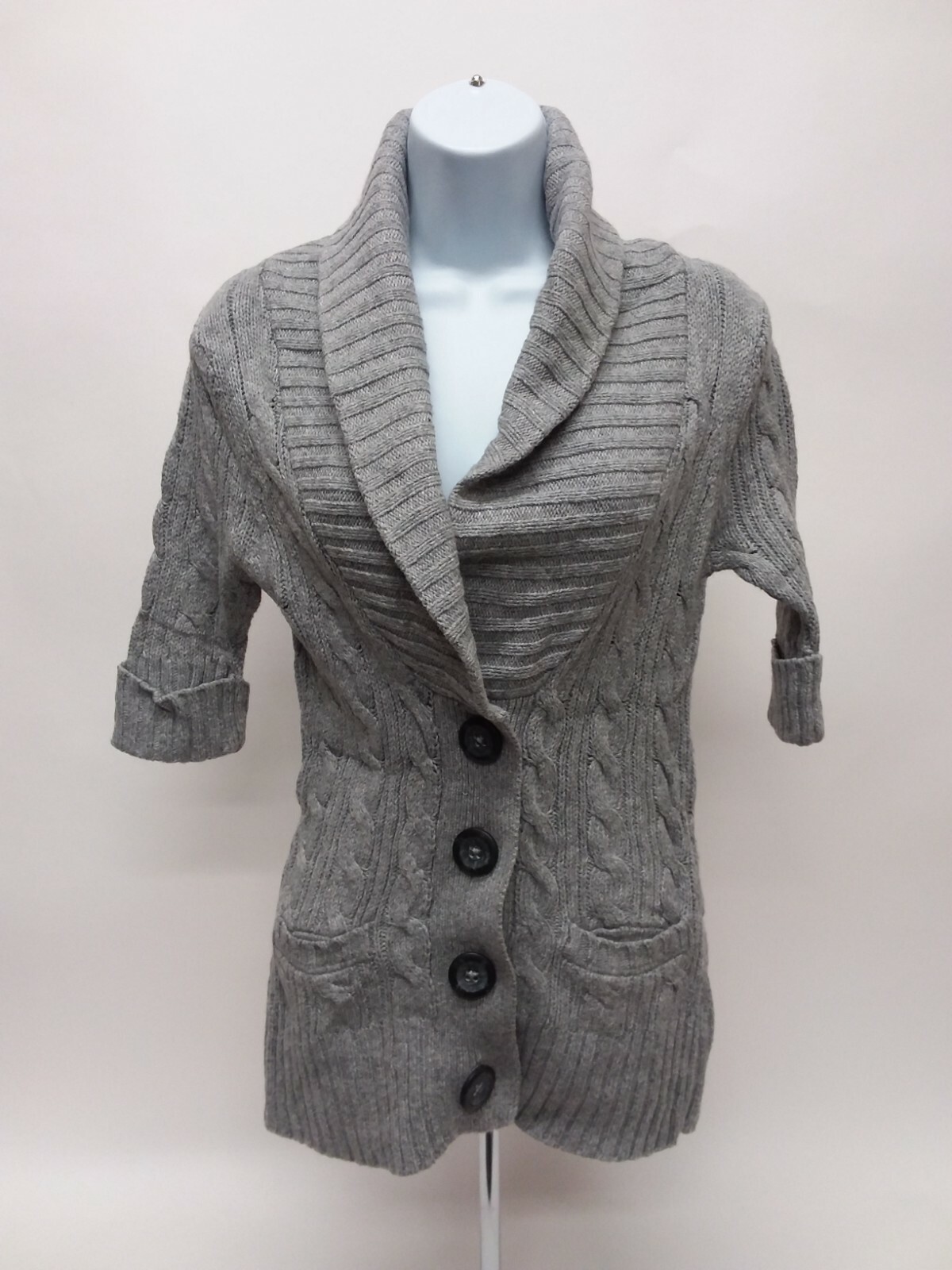 Women's Large Sarsaparilla Short Sleeve V-Neck Pocket Cardigan Sweater ...