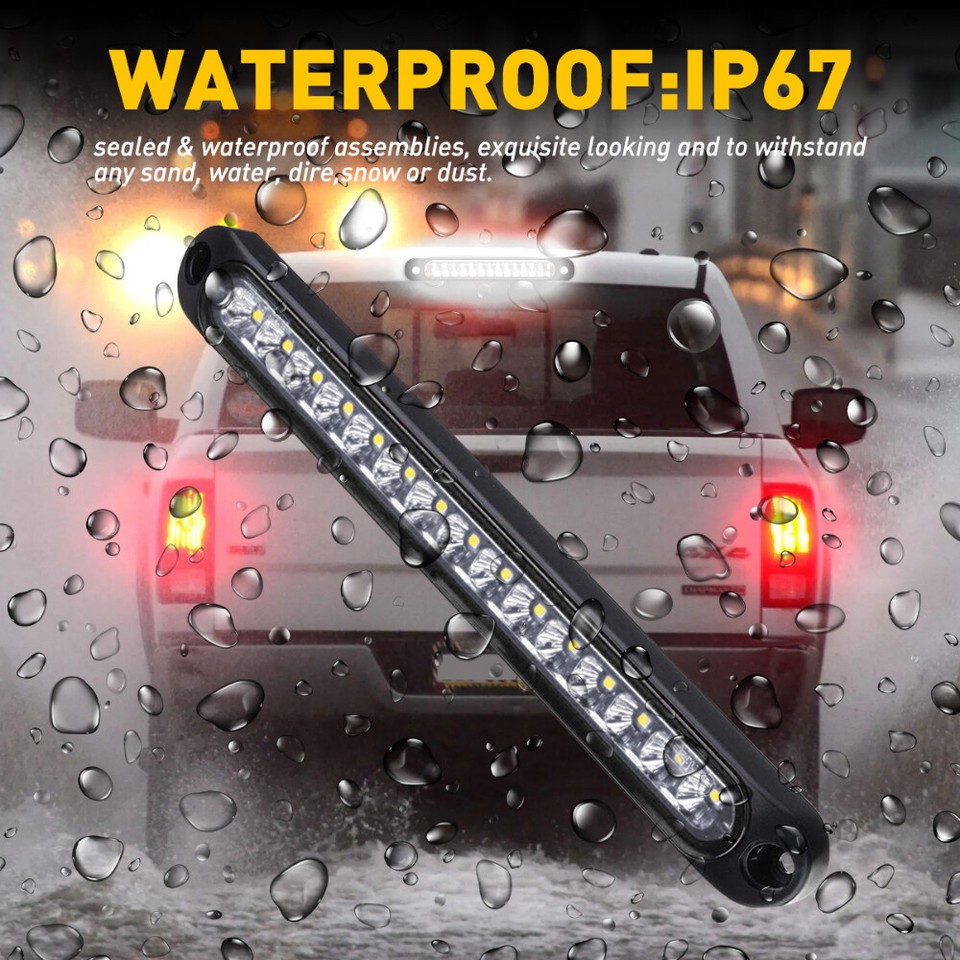 10" White 15 LED Sealed Truck Trailer Reverse Backup Light Bar Turn ...