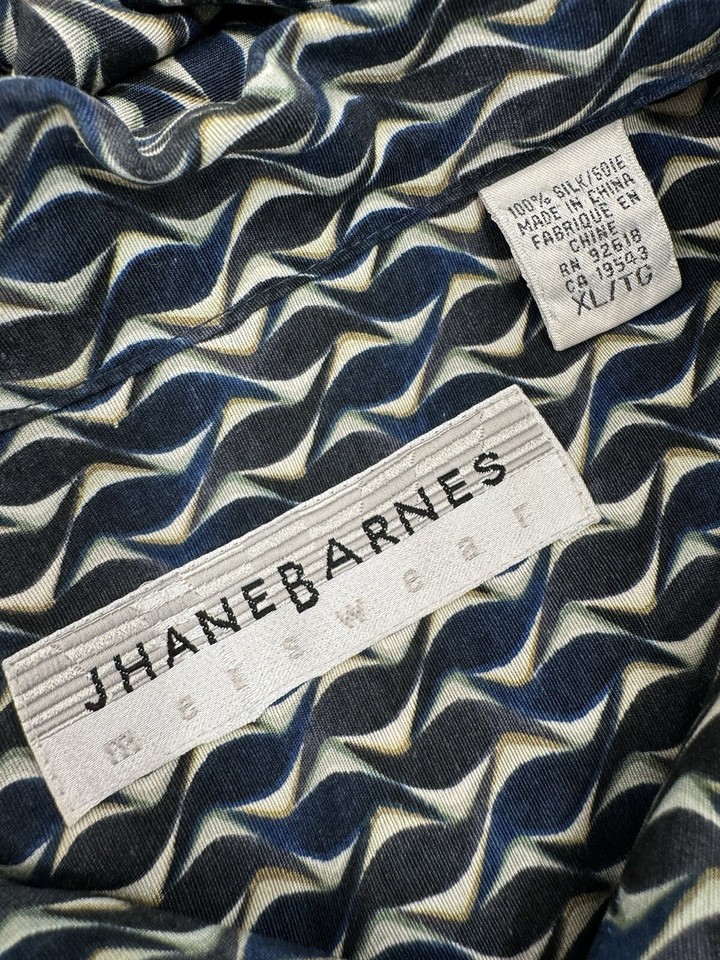 JHANE BARNES - 100% SILK Abstract Geometric Mens XL / 2XL Shirt | eBay