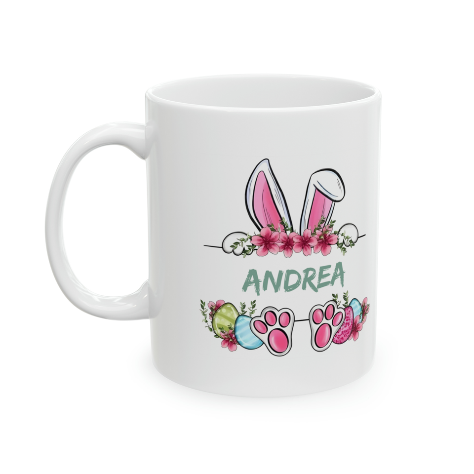 Custom Easter Coffee Mug, Cute Easter Bunnies and Eggs with ...