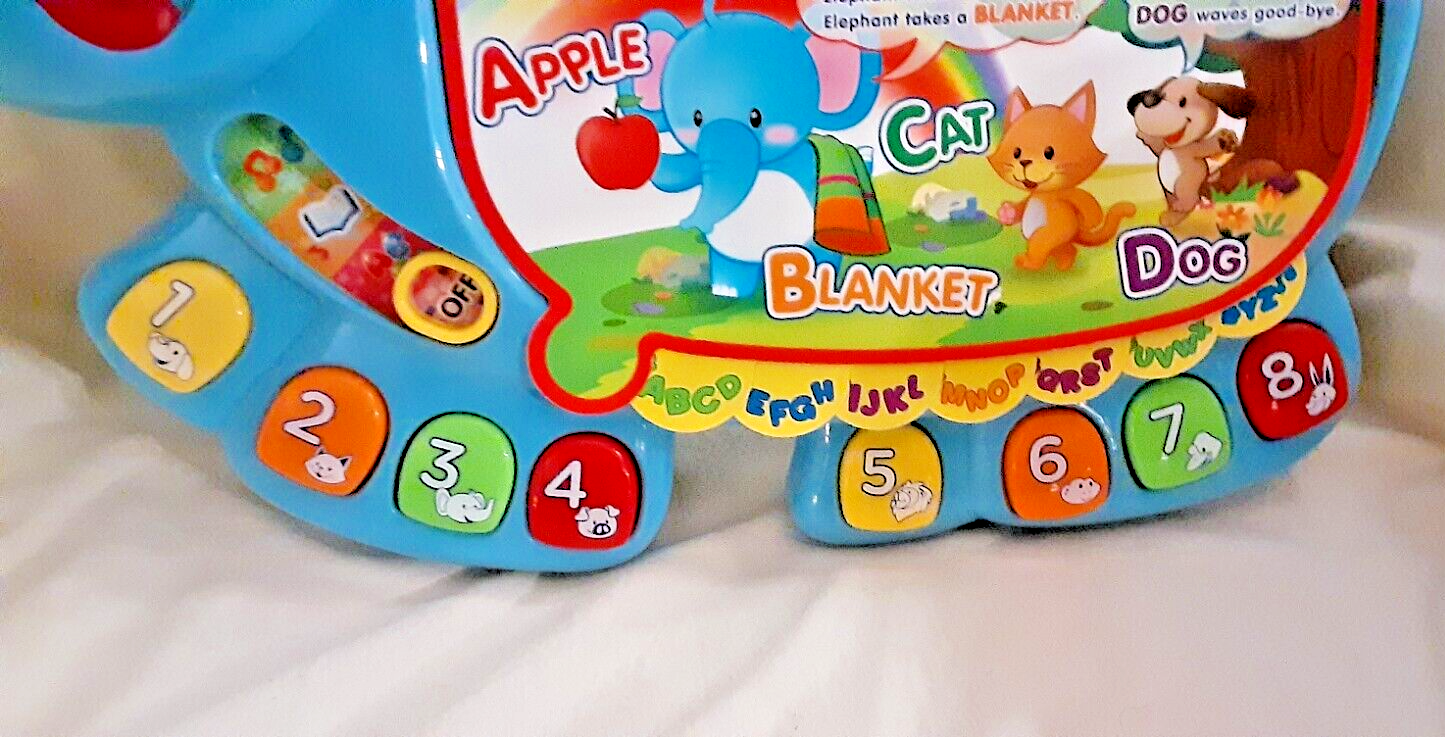 Vtech Touch & Teach Elephant Blue Interactive Toy Numbers Letters Words ...