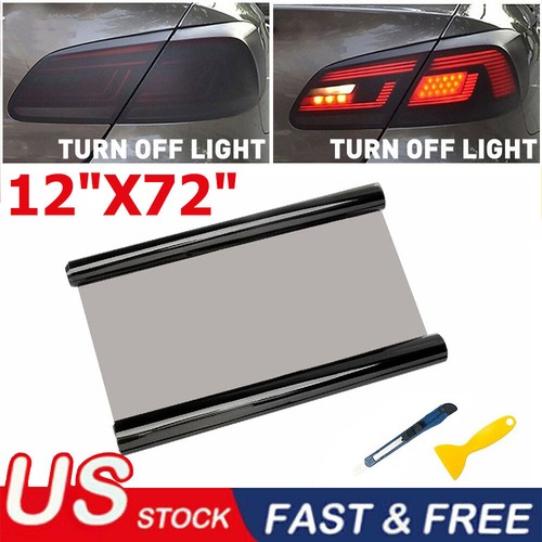 12x72" Smoke Matte Black Tail Light Headlight Tint Vinyl Film Overlay ...