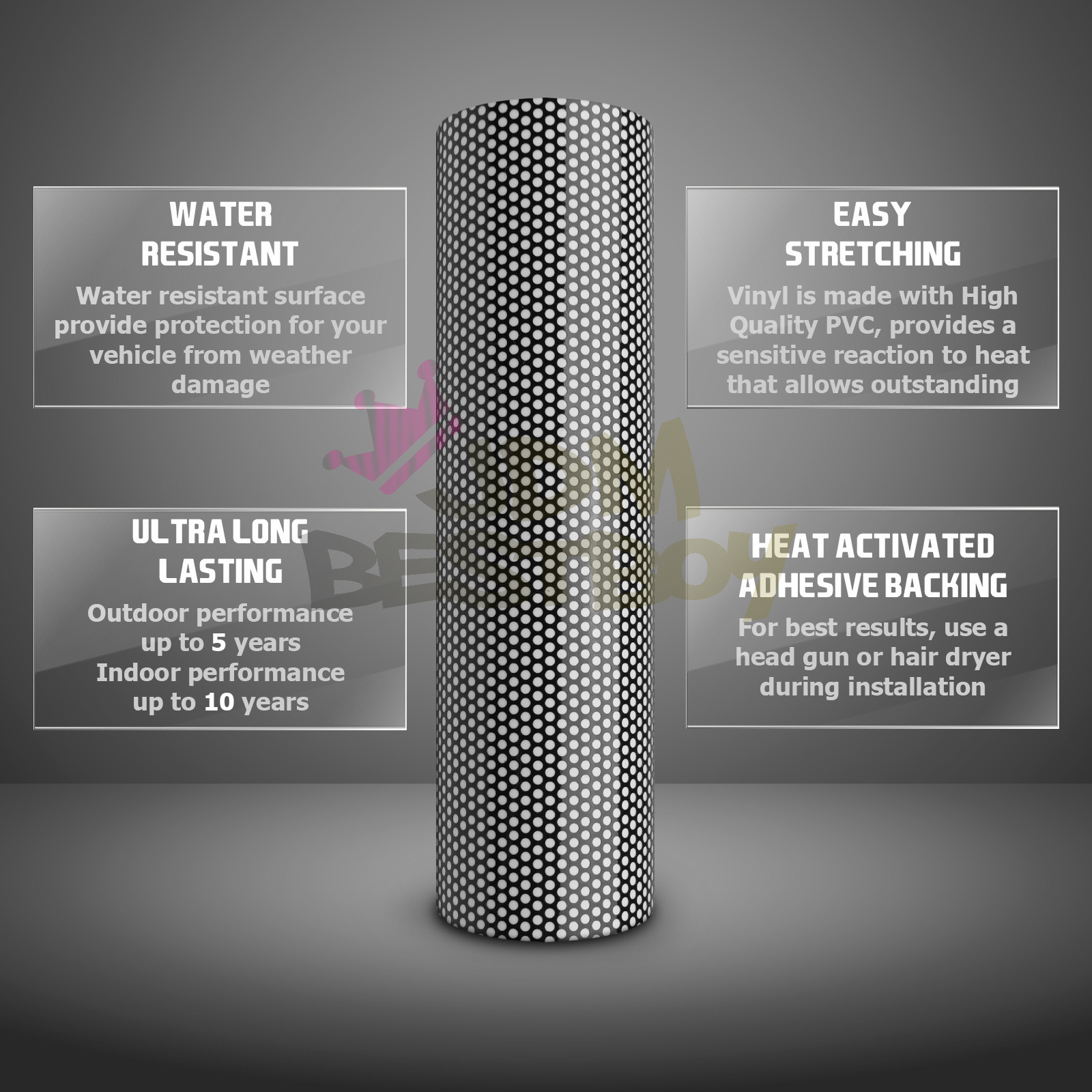 42"x120" Black Perforated One Way Vision Print Media Vinyl Window ...