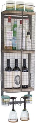 Mesh Metal Wine Bar Wall Cabinet Bar Bottle Holder Wall Mounted Storage ...