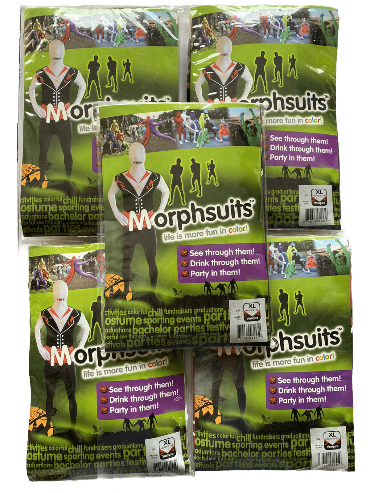 Morphsuits Vampire Halloween Costume Roll Play Lot Of 5 Unisex Size XL ...