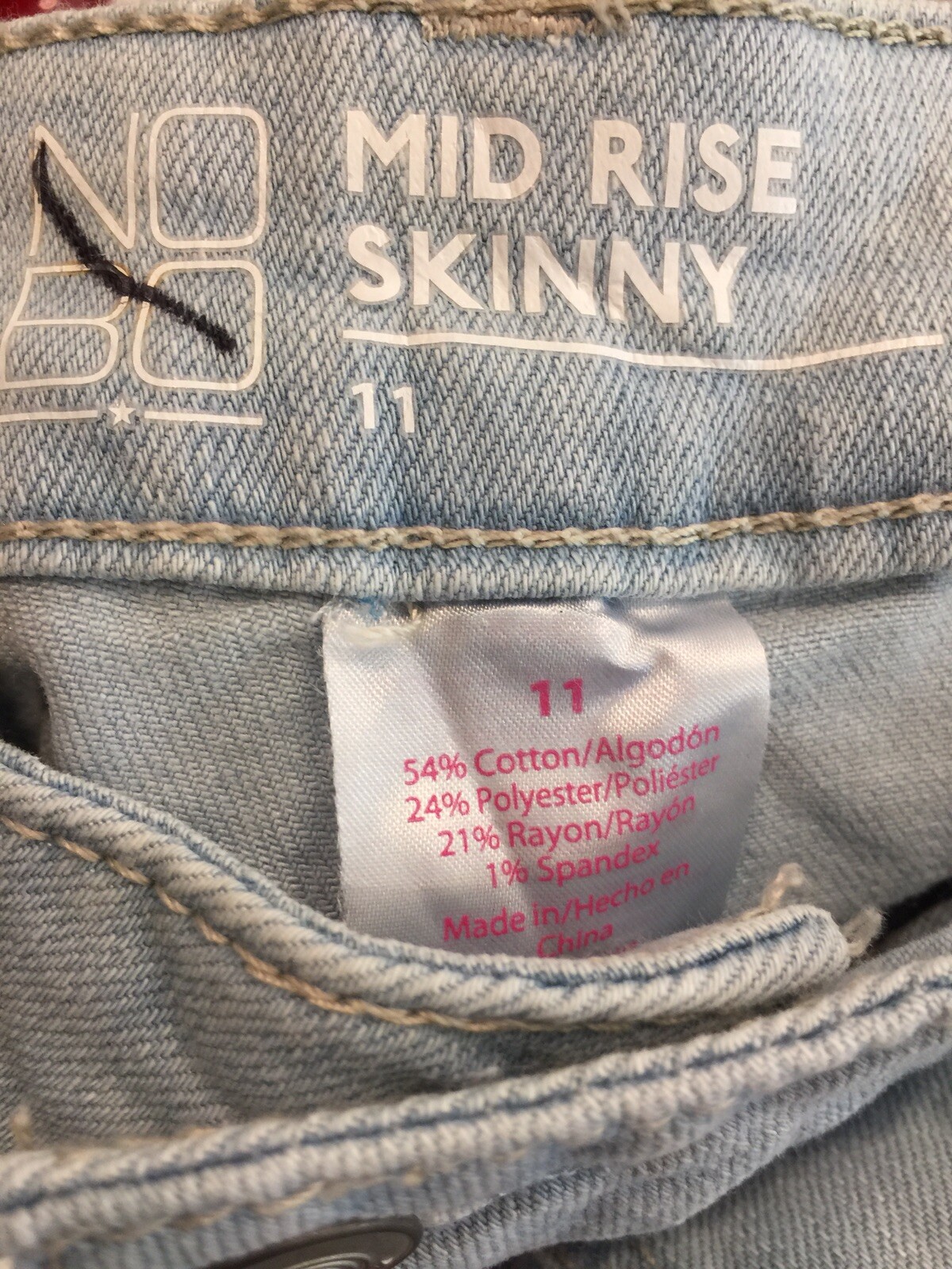 NoBo No Boundaries Junior’s Jeans Light Blue Distressed Mid Rise Sz 11 ...